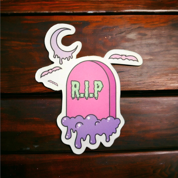 Unbranded | Office | Rip Pink Headstone Purple Cloud Sticker Spooky ...